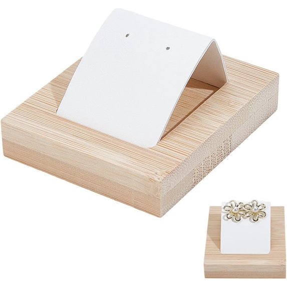 4pcs Imitation Leather & Iron Jewelry Earring Display with Bamboo Wood ...