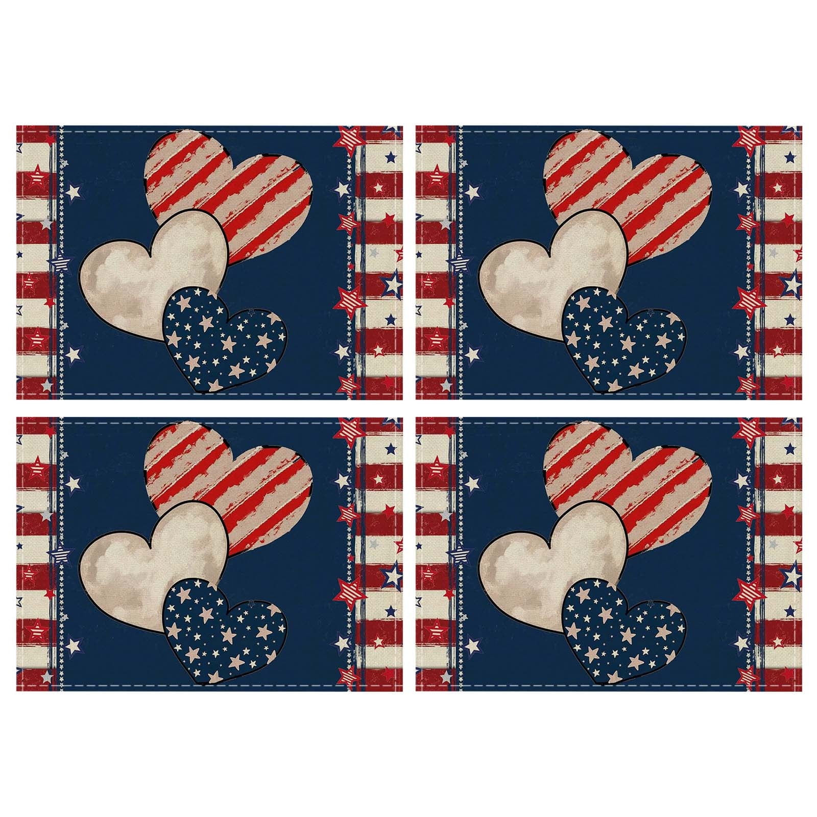 4pcs Independence Day Star Heart And Stripe Table Placemats Festive 4th ...