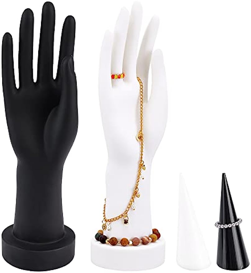 4pcs Jewelry Display Holder 2 Style Cone Shape Ring Display Hand Model ...