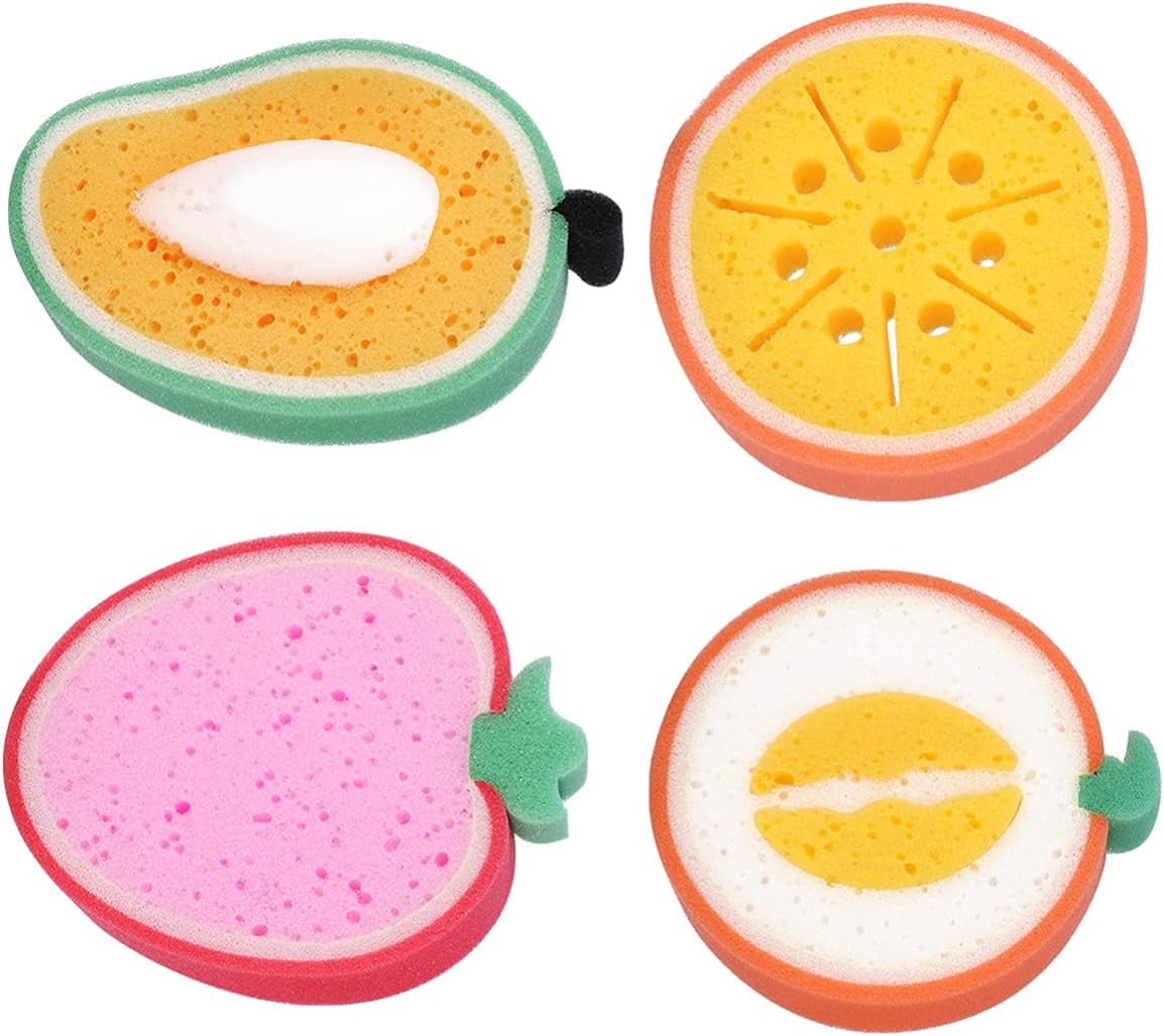 4pcs Kids Sponge Cute Fruit Shaped Shower Sponge Kids Shower loofah ...