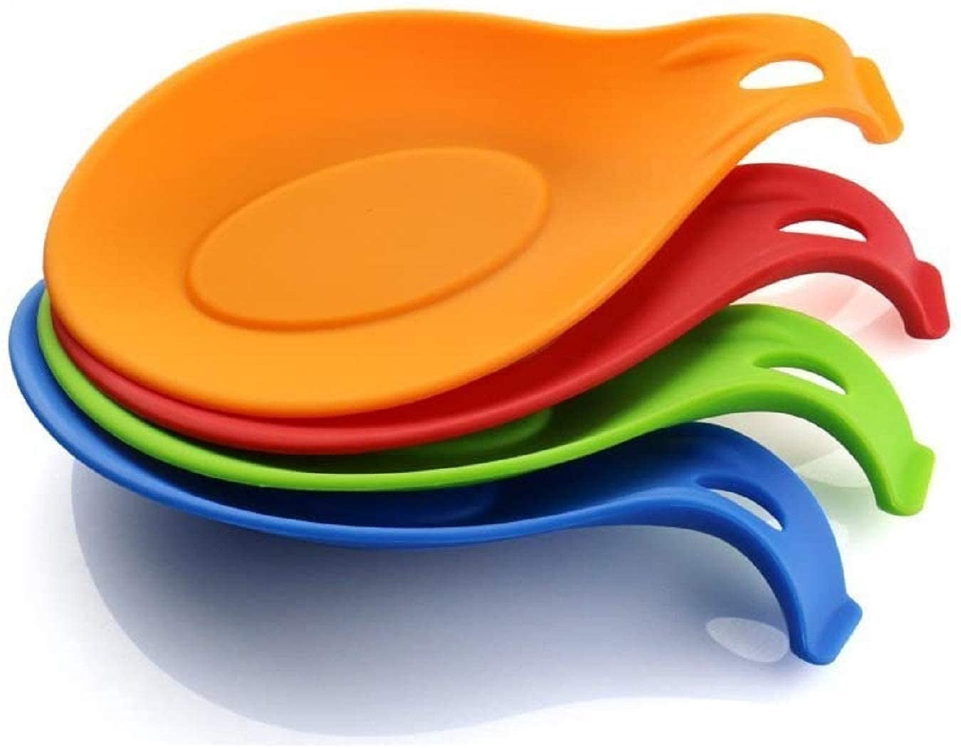 4pcs Kitchen Silicone Spoon Rest, Flexible Almond-Shaped, Silicone ...