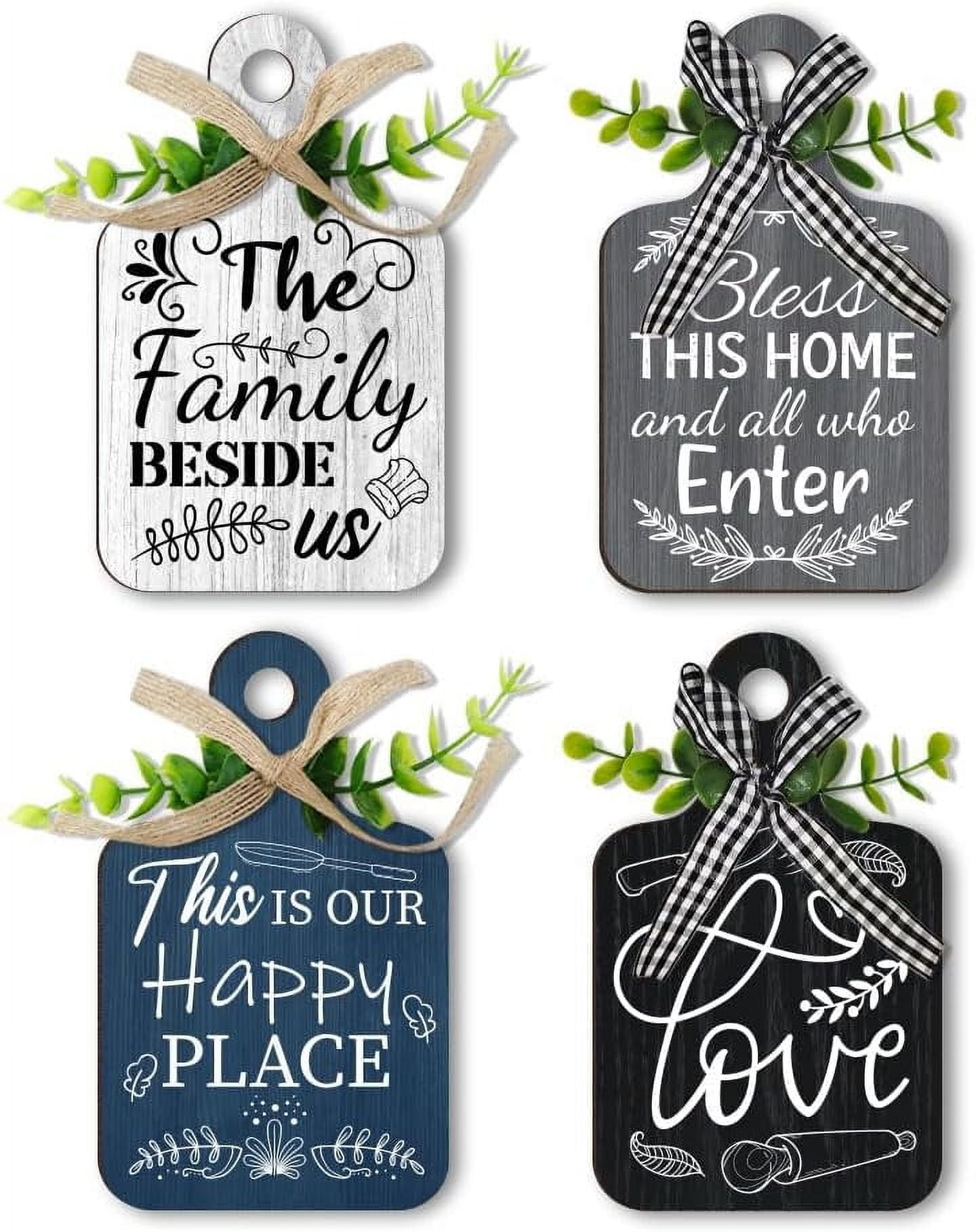 4pcs Kitchen Wooden Hanging Signs Cutting Board Eat Sign Rustic Wooden ...