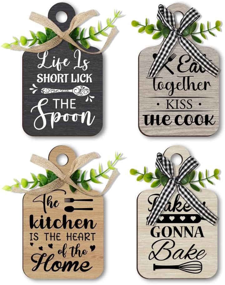 4pcs Kitchen Wooden Hanging Signs Wall Decor Wood Sign Kitchen Wall ...