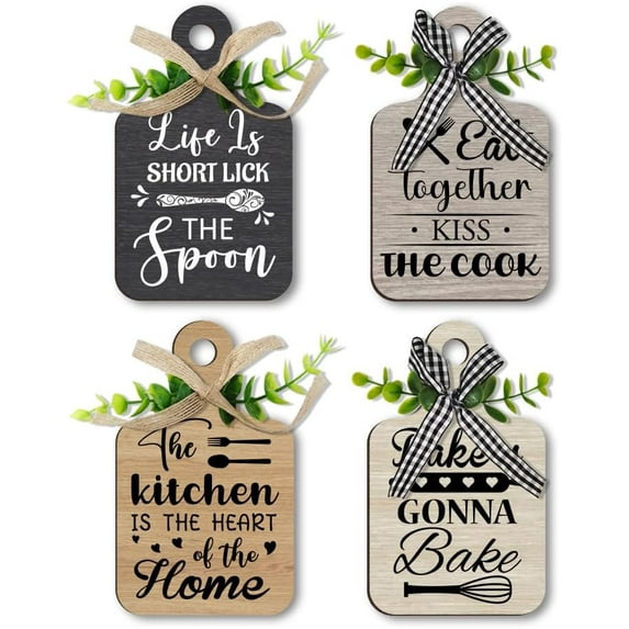 4pcs Kitchen Wooden Hanging Signs Wall Decor Wood Sign Kitchen Wall ...