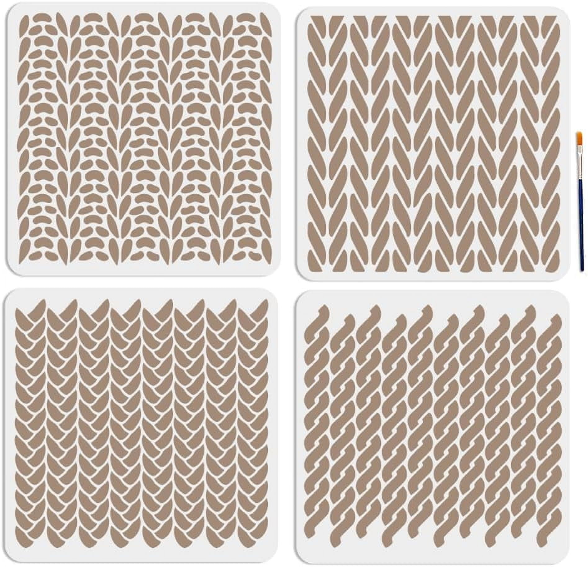 4pcs Knitted Texture Stencil 11.8×11.8inch Knit Stitch Pattern Large ...