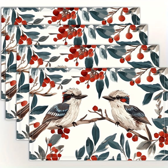 4pcs Kookaburra Placemats,Flax Square Table Mats, Hand Washable,for ...