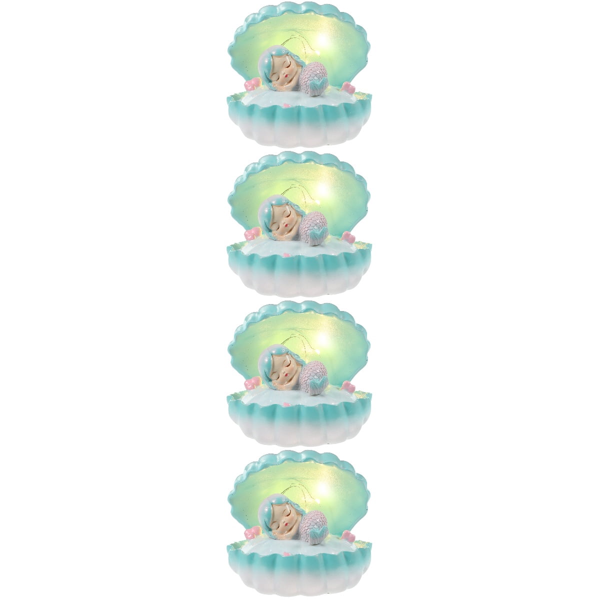 4pcs LED Night Lamp Bedroom Table Light Mermaid Shell Night Lamp ...