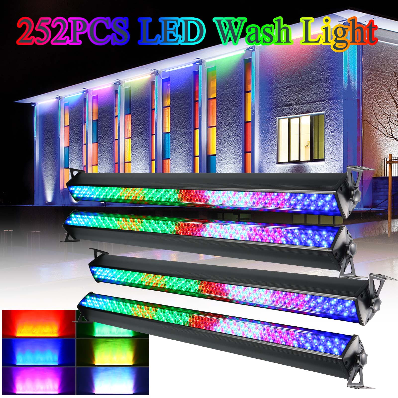 4pcs LED Stage Wash Light Bar,RBGW Wall Washer Color Changing DJ Light ...
