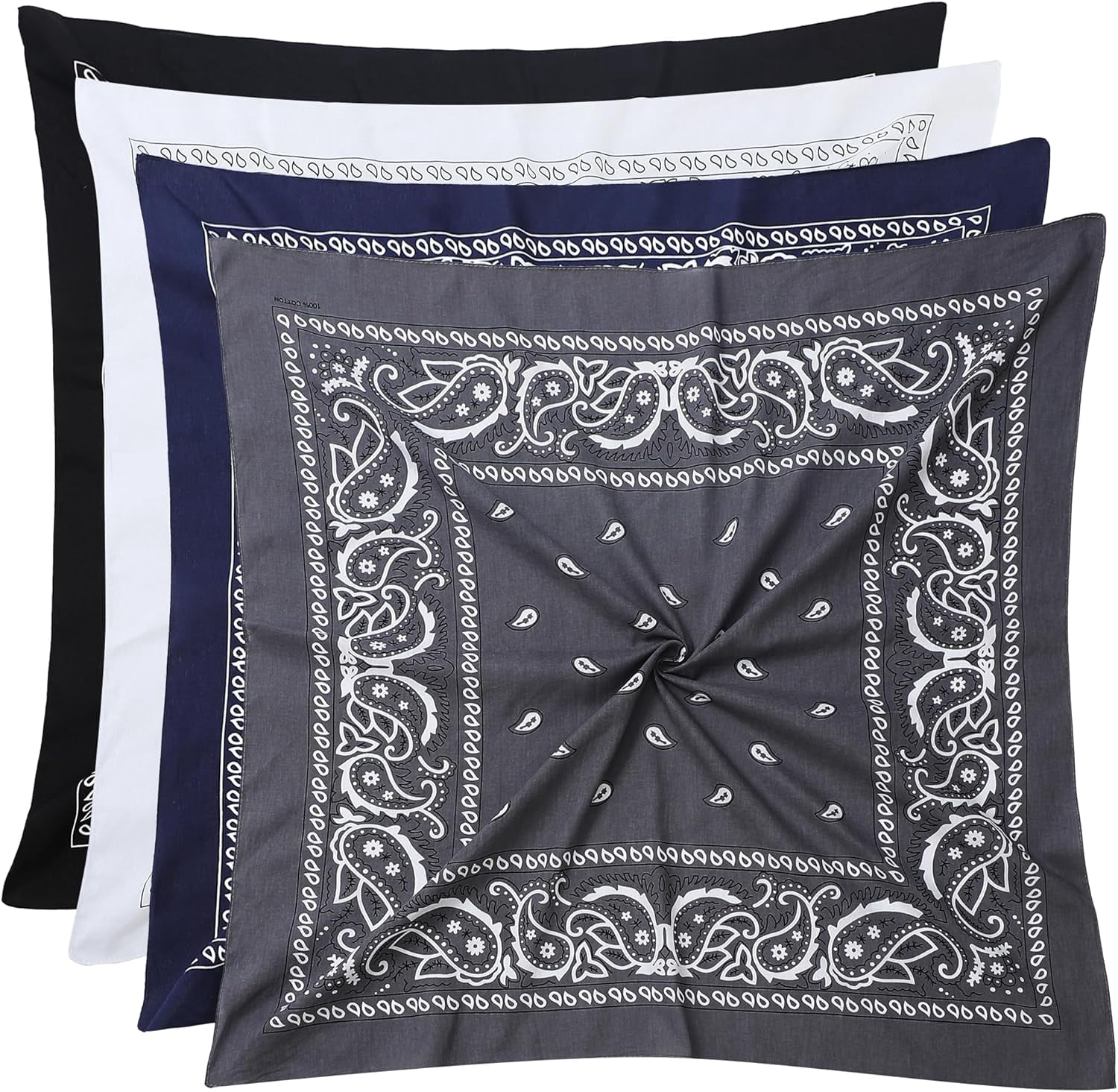 4pcs Large Bandanas for Men & Women, 21" x 21" Multi-Purpose Bandana ...