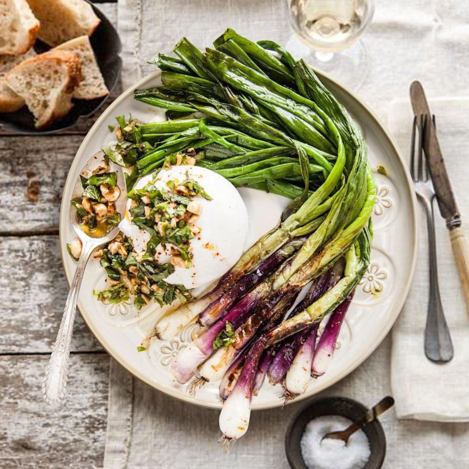 4pcs Large Ceramic Dinner Plates, 10.75 Inch Embossed Kitchen Salad ...