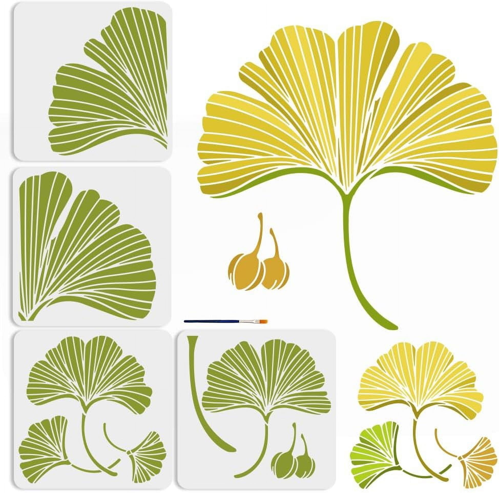 4pcs Large Ginkgo Leaf Stencils 11.8×11.8inch Splicing Style Autumn ...