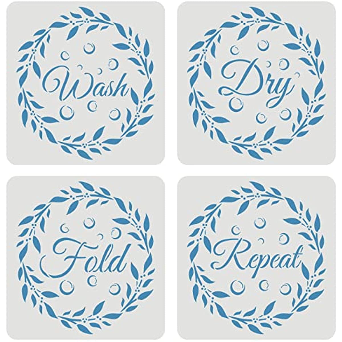 4pcs Laundry Room Stencils Wash Dry Fold Repeat Stencils Plastic ...
