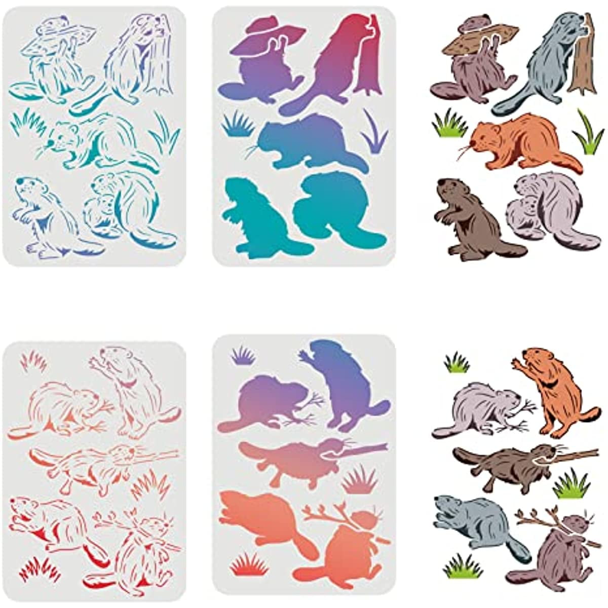 4pcs Layered Beaver Stencils Template Plastic Beaver Drawing Painting ...