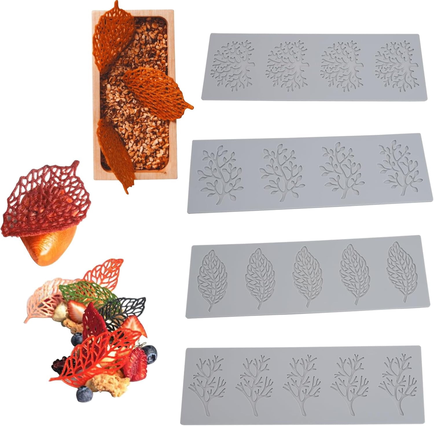 4pcs Leaf Candy Mold,3D Leaf Mould, Leaf Silicone Mold, Leaves Shape ...