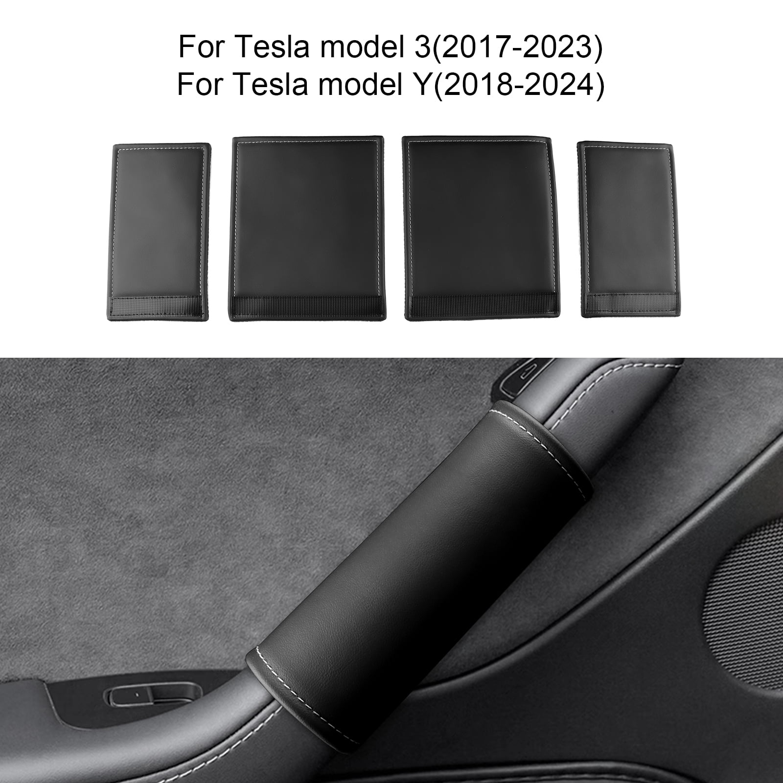 4pcs Leather Car Door Handle Covers for 2017-2023 Tesla Model 3 and ...