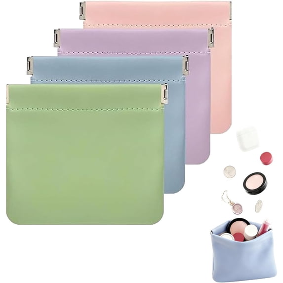 4pcs Leather Pouch, 3.9*3.9 In Mini Cosmetic Organizer Make Up Bag For ...