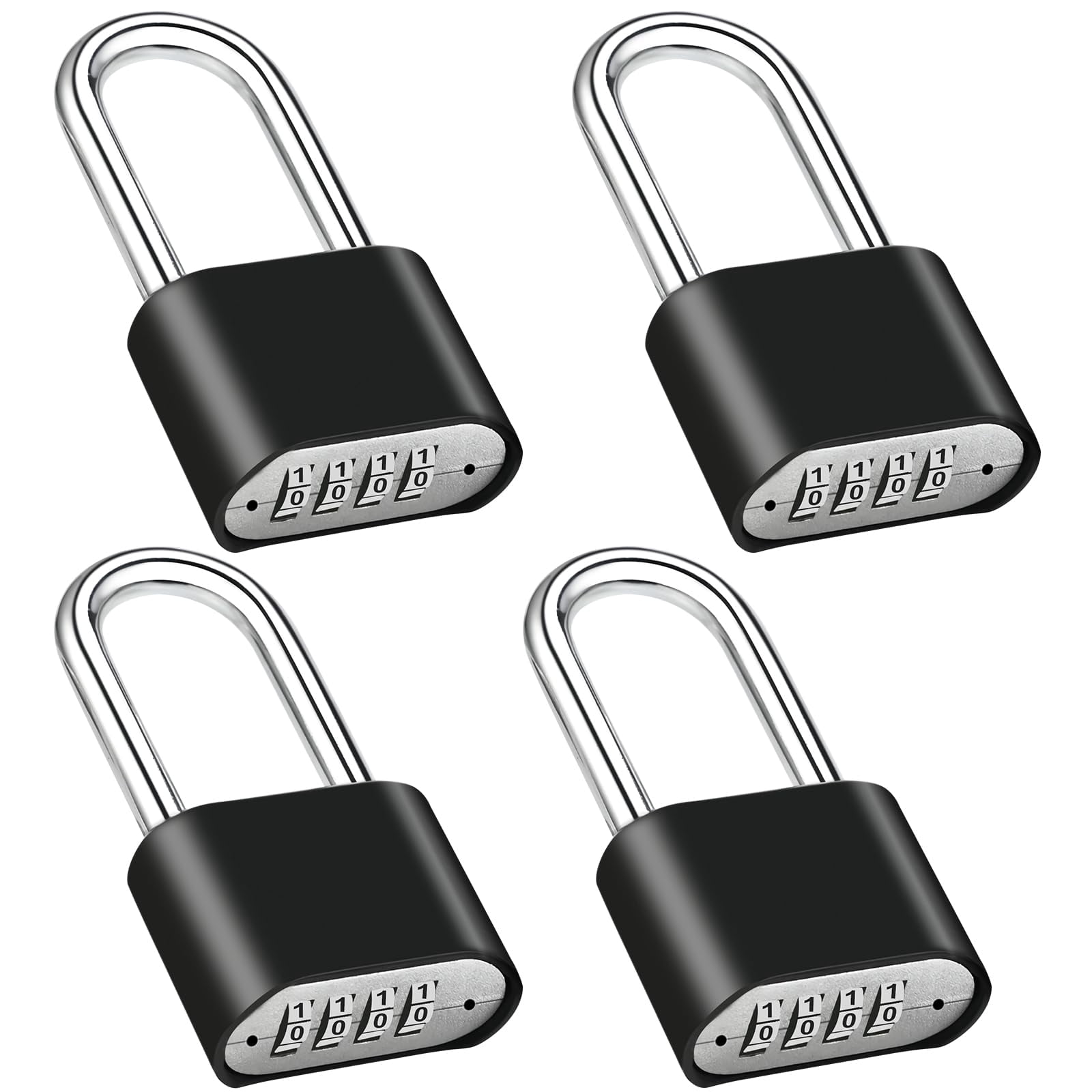 4pcs-Long-Black Combination Padlock 4-digit Heavy Duty Outdoor Security ...