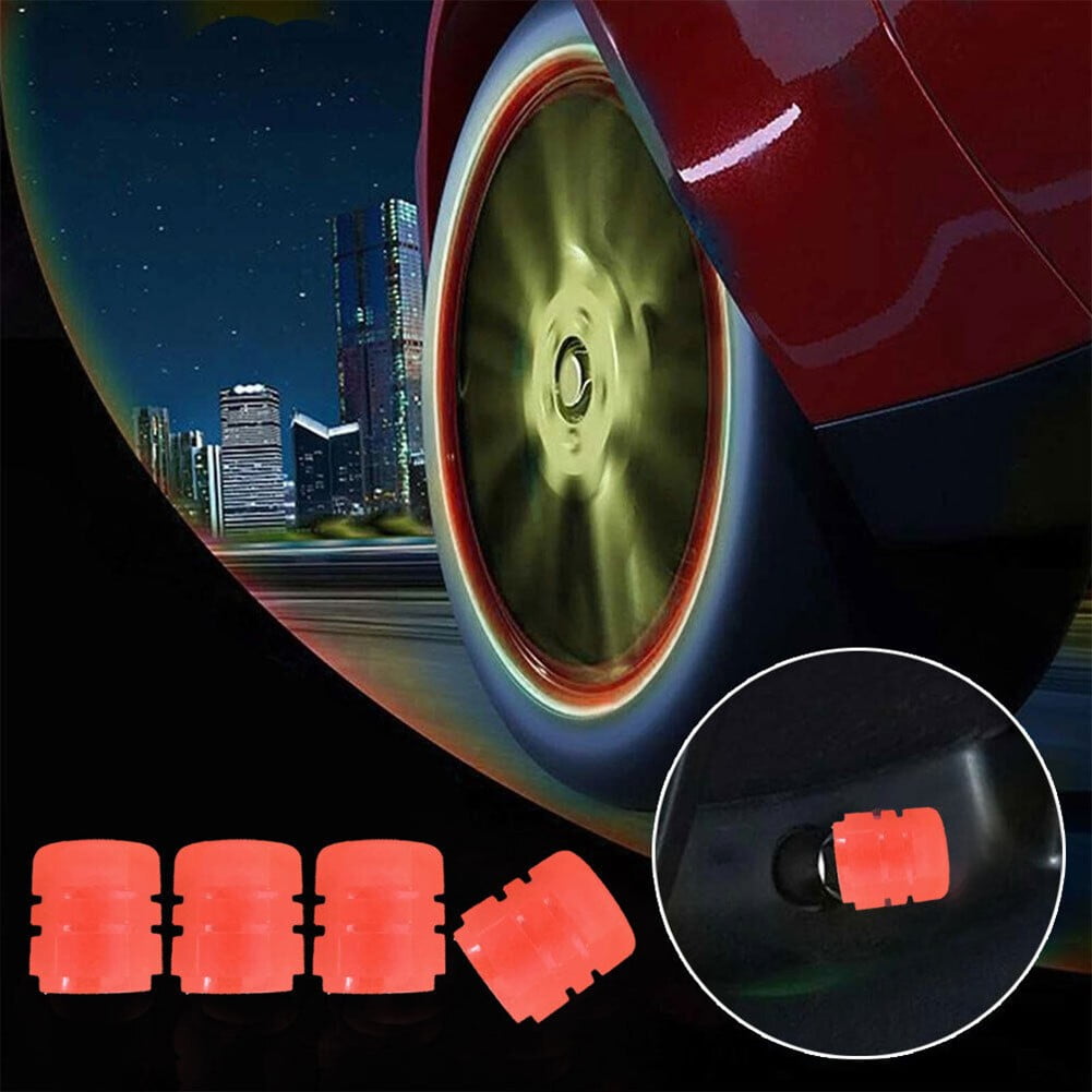 4pcs Luminous Valve Caps Car Tire Valves Cap Glow In The Dark Car ...