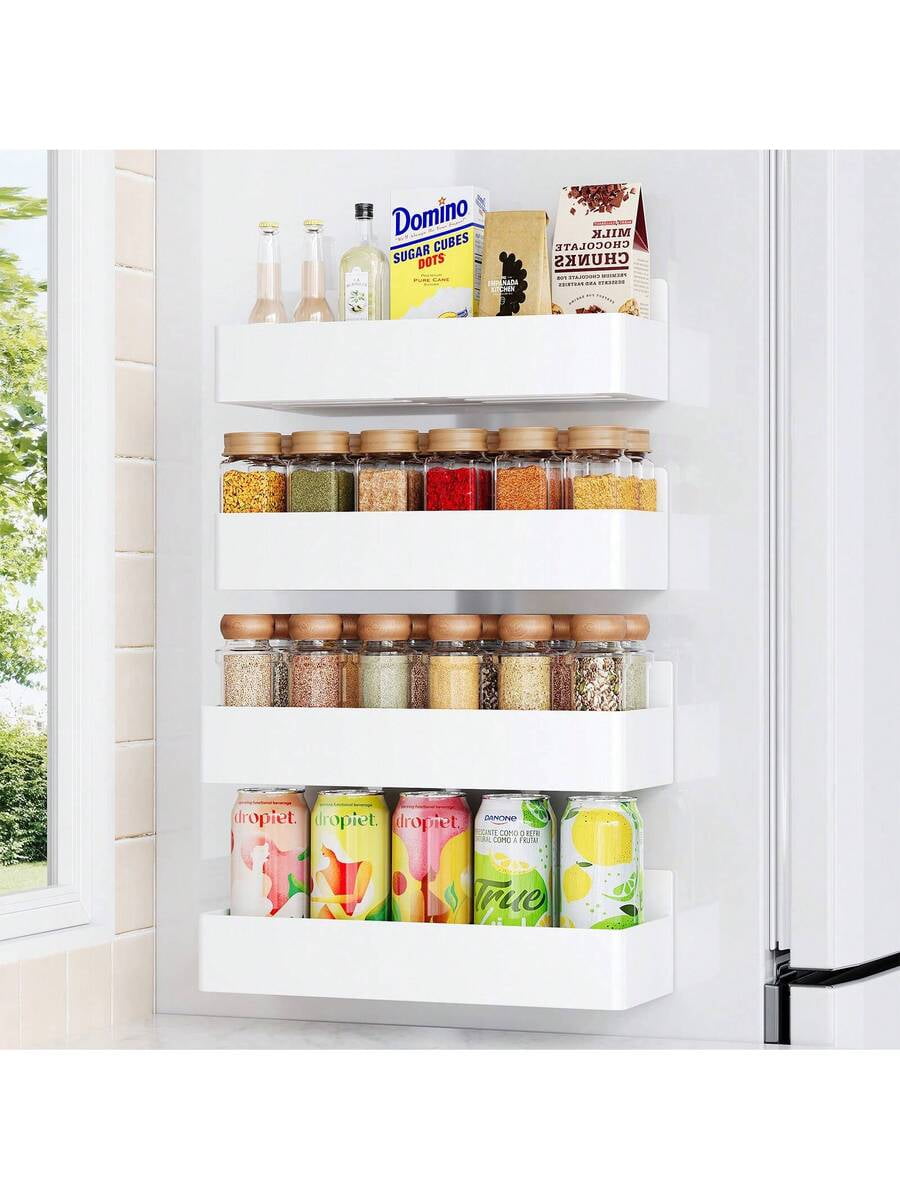4pcs Magnetic Spice Rack Large Capacity Wall Mounted, Multi-Layer ...