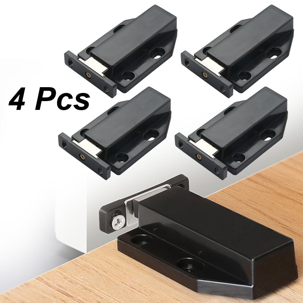4pcs Magnetic Touch Latch for Cabinet Door Push to Open Black Heavy ...