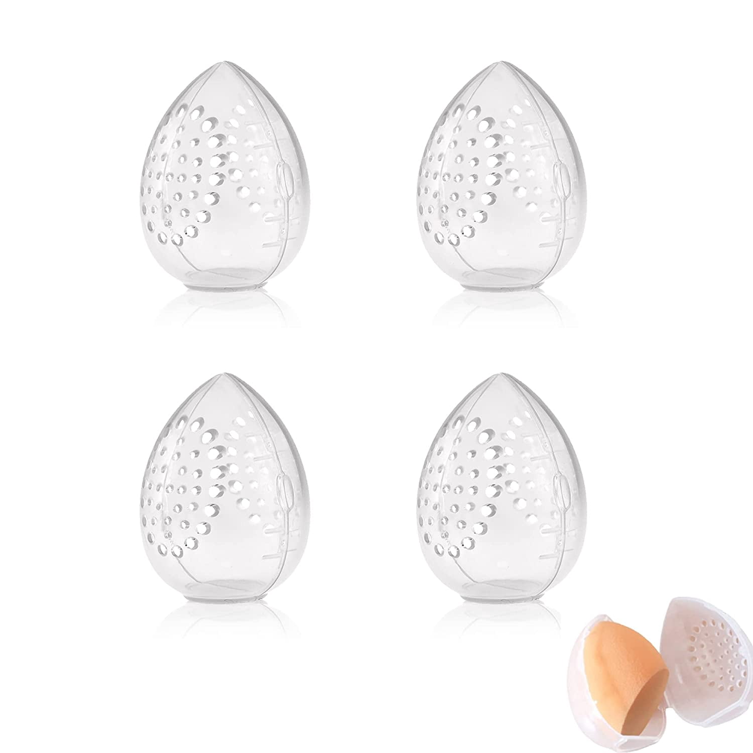 4pcs- Makeup Beauty Sponge Travel Case Breathable Makeup Sponge Holder ...