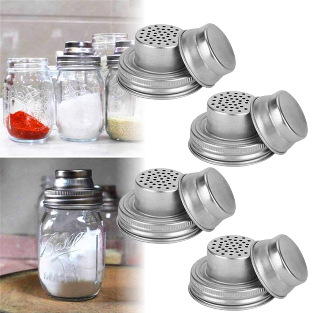 4pcs Mason Jar Shaker Lids Stainless Steel With Silicone Seals For ...