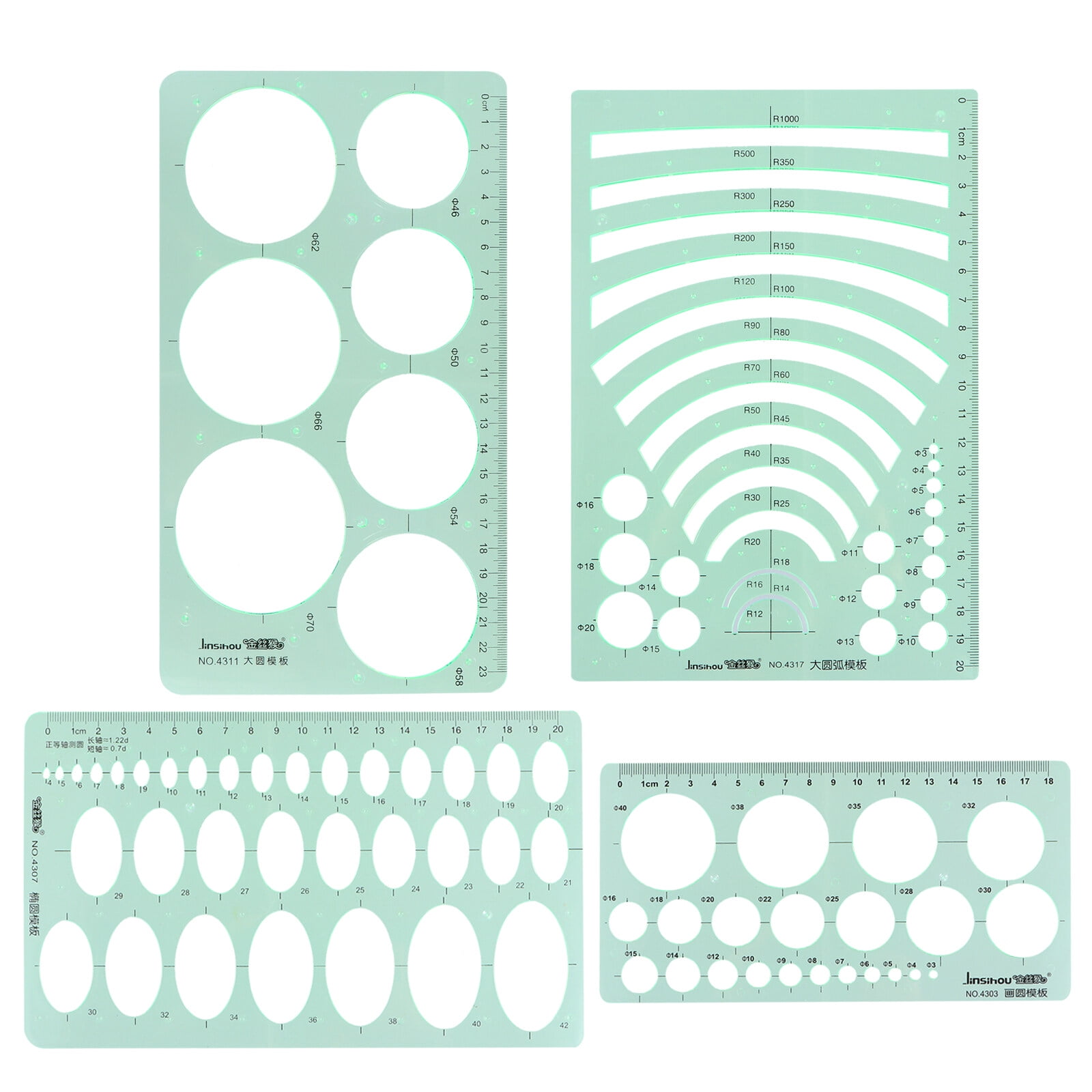 4pcs Measuring Template Stencil Geometric Stencils Multiple Shapes ...