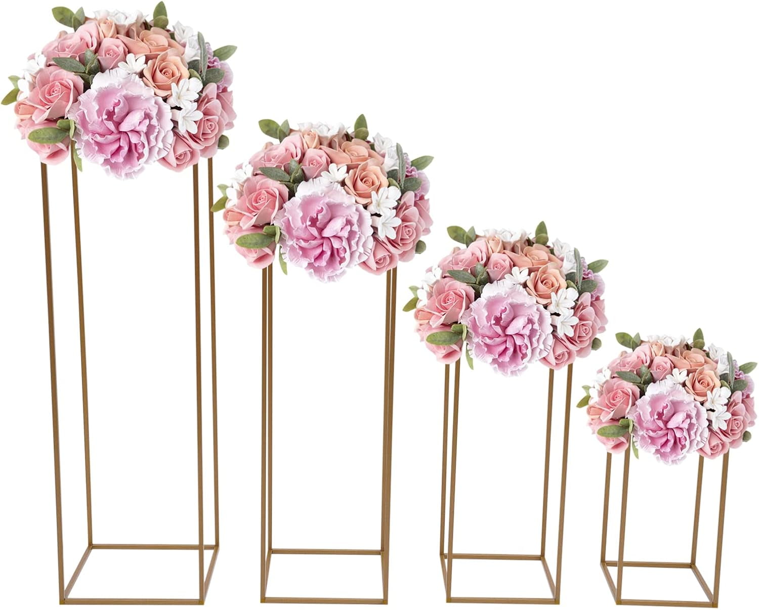 4pcs Metal Flower Stand, Column Vases Wedding Centerpieces with 1 Small ...