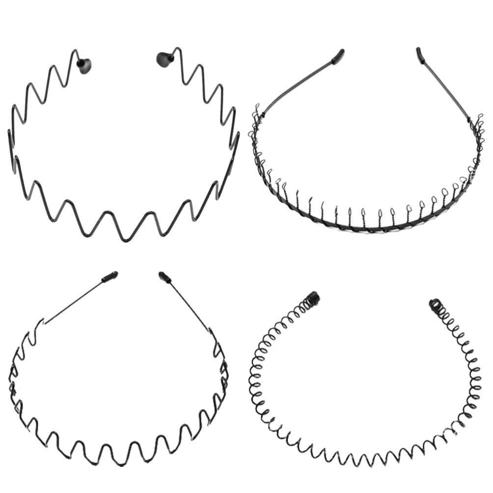 4pcs Metal Headbands Spring Wavy Hairbands Hair Hoop Sports Headband ...