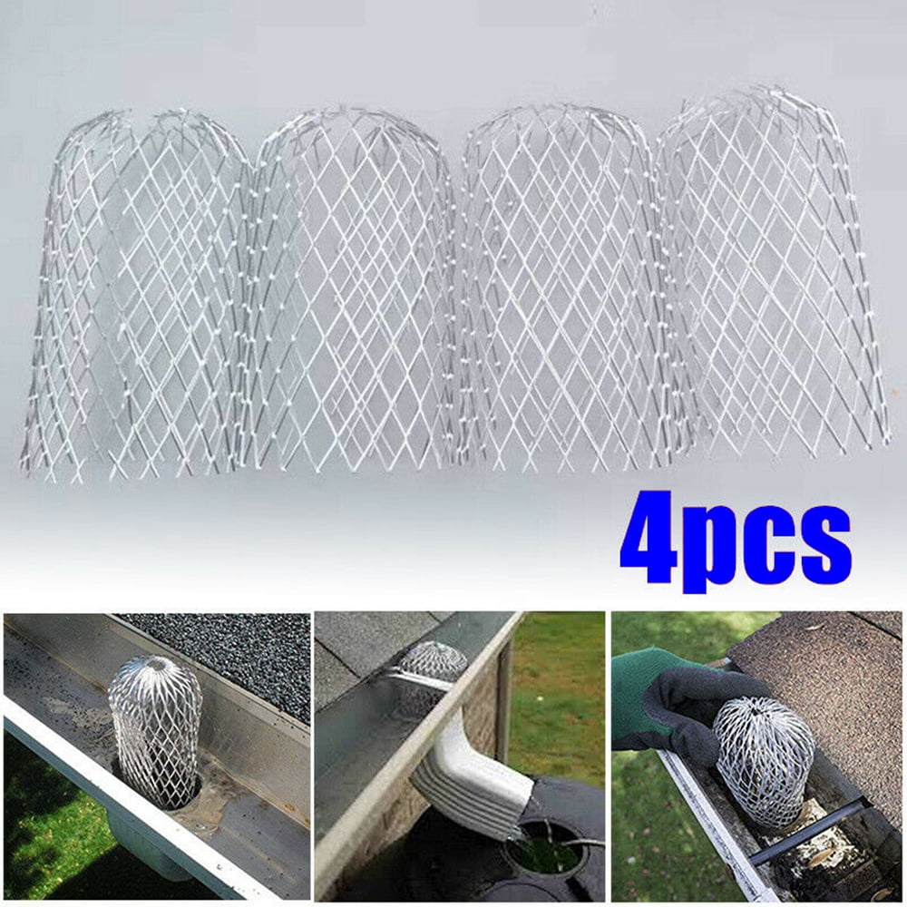 4pcs Metal Mesh Gutter Leaf Debris Mud Trap Guards Drain Pipe Cover ...