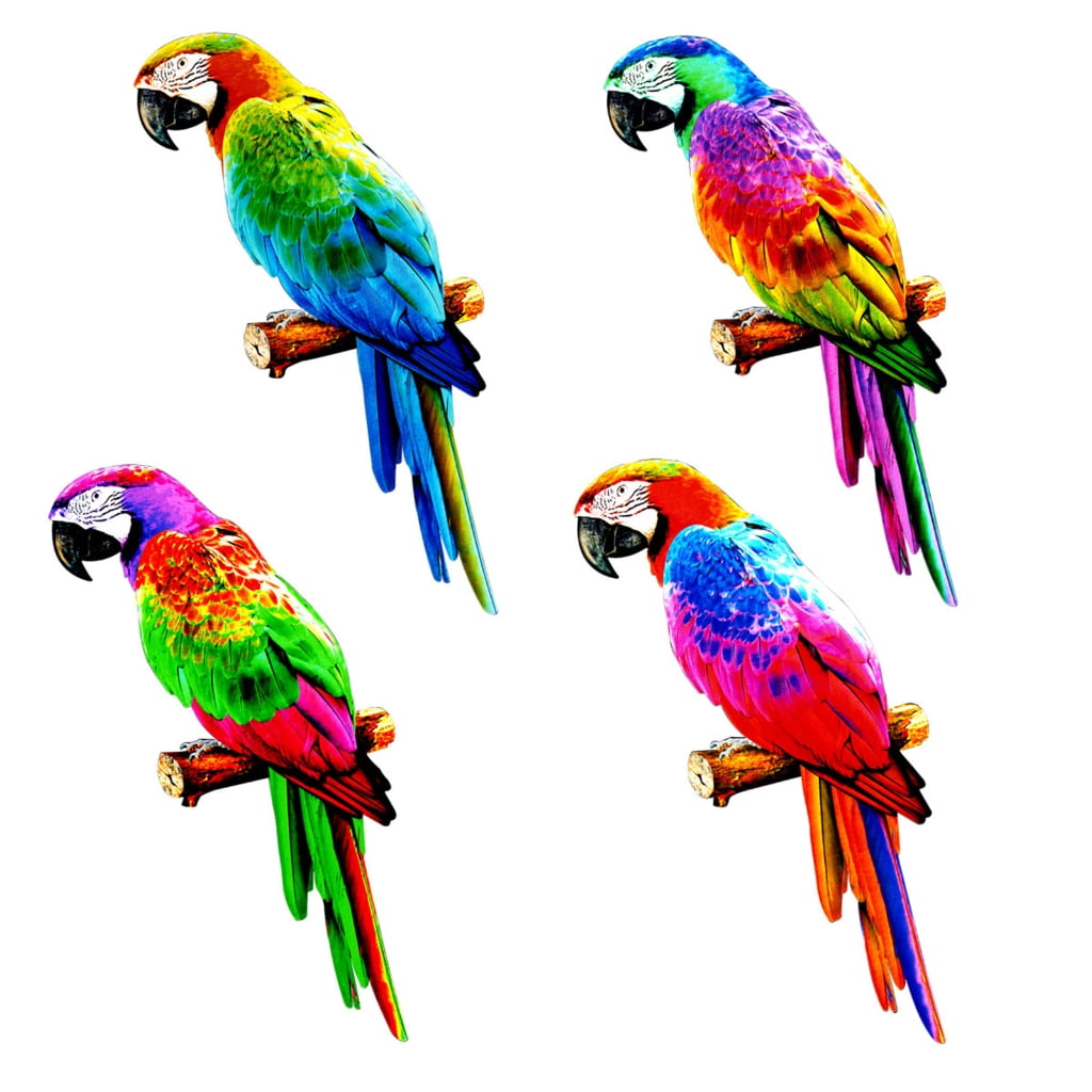 4pc Metal Parrot Wall Decor Colorful Bird Art Wall Hanging for Indoor ...