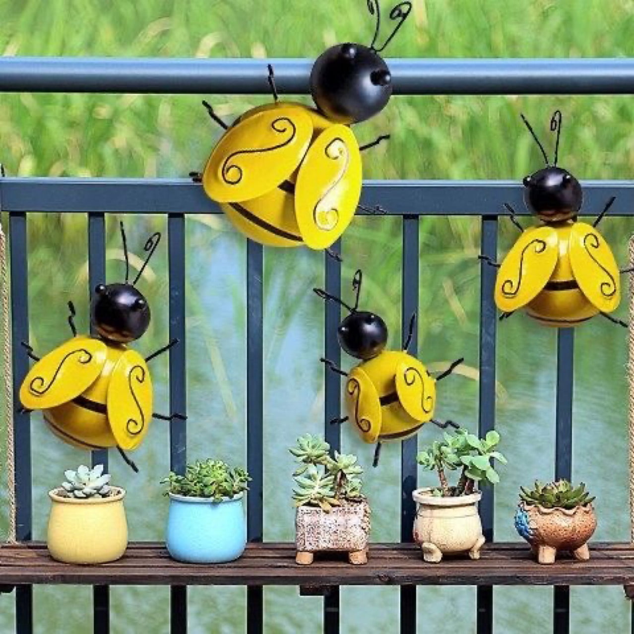 4pcs Metal Wall Art Bee 3D Sculpture, Metal Bumble Bee Decorations ...