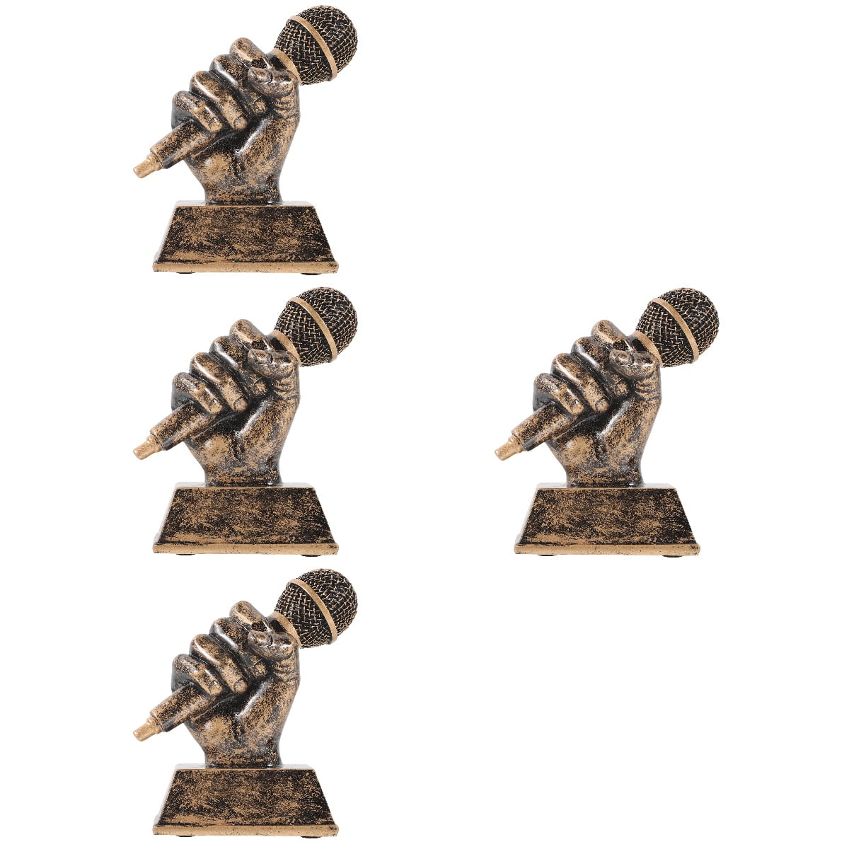 4pcs Microphone Trophy Award Trophy Microphone Sculpture Resin Trophy ...