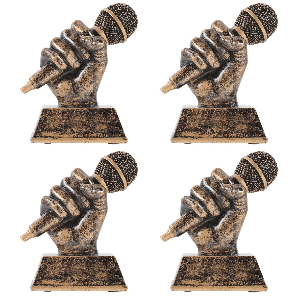 4pcs Microphone Trophy Award Trophy Microphone Sculpture Resin Trophy ...