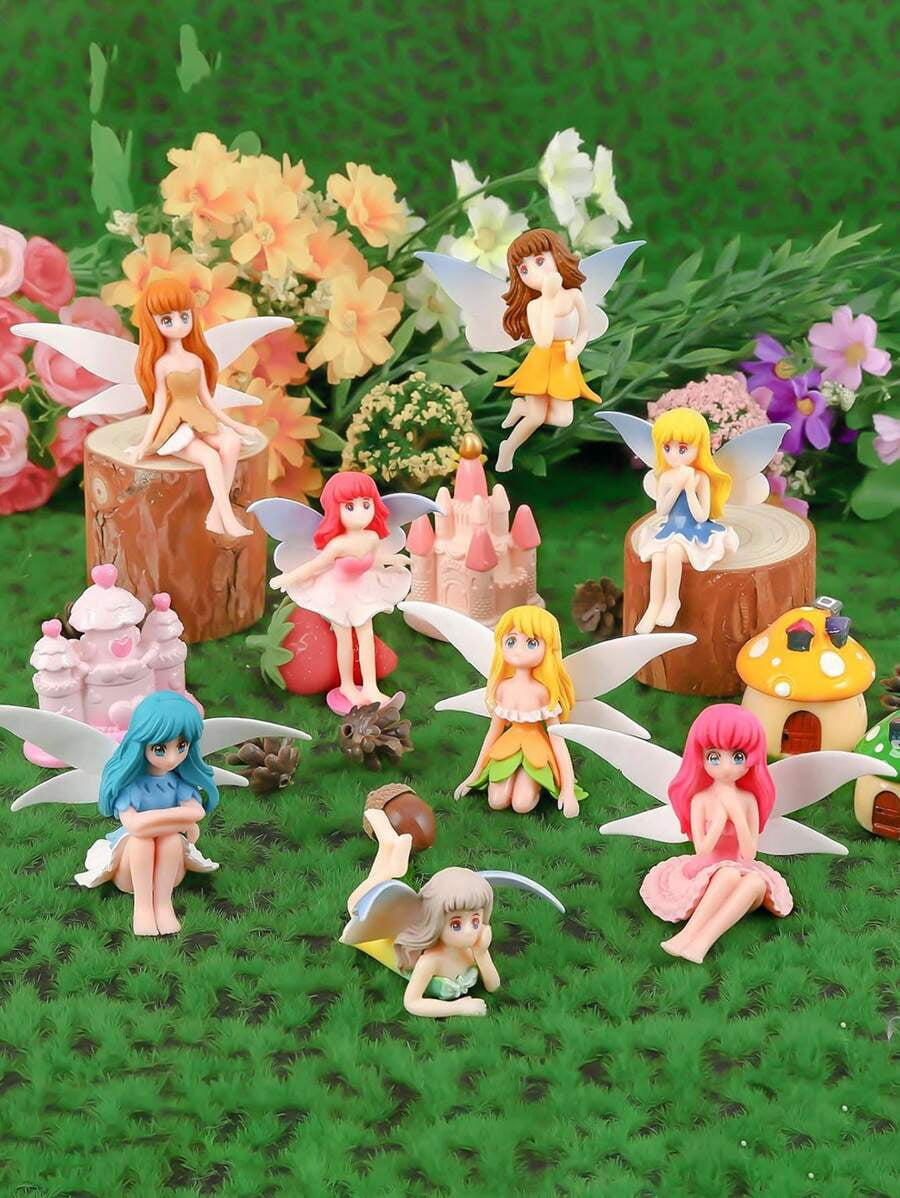 4pcs Mini Fairy Garden Statues - Multicolor Resin Fairy Figurines for ...