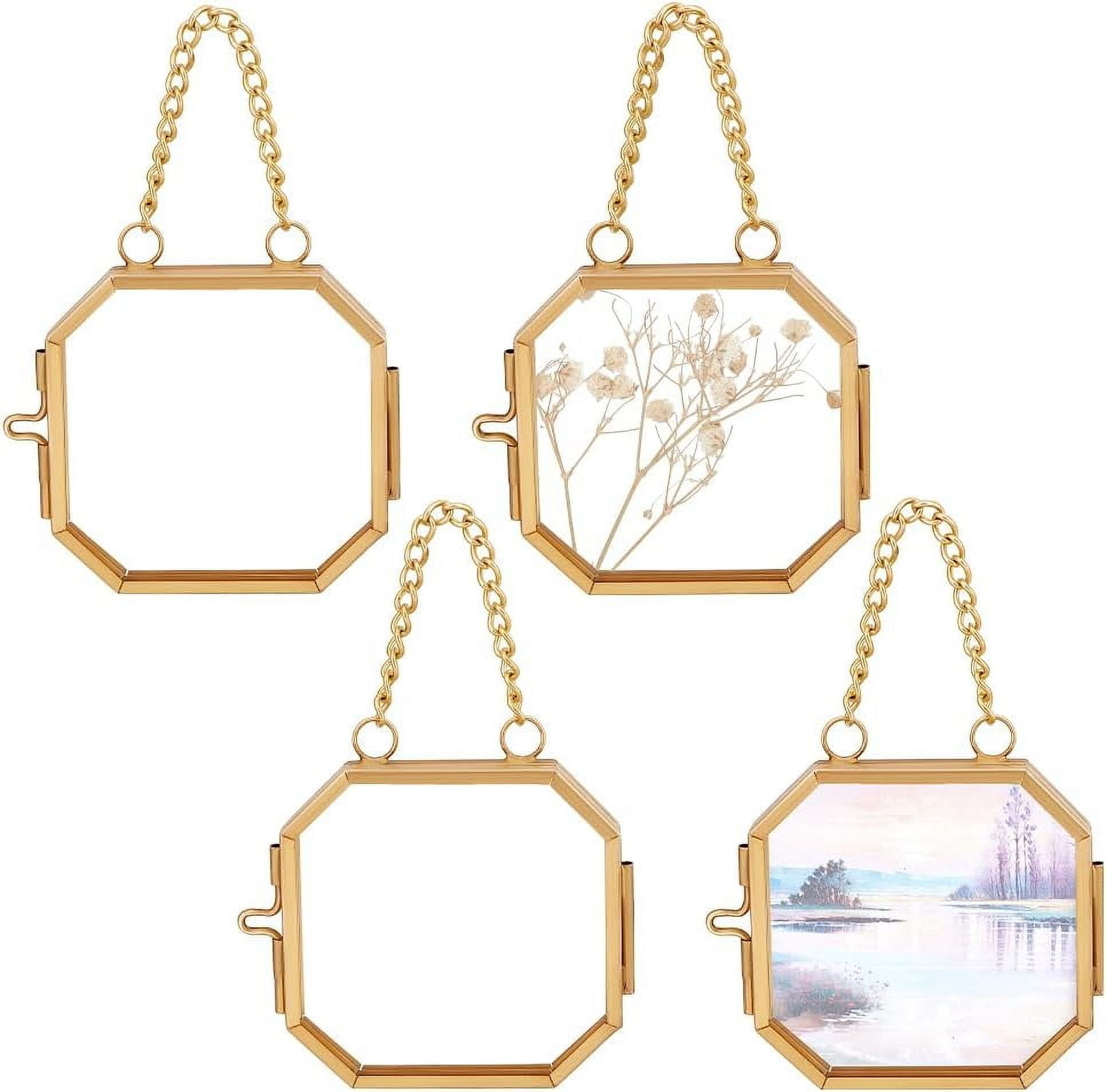 4pcs Mini Hanging Glass Frame 2.1 Inch Wall Hanging Photo Frames Double ...