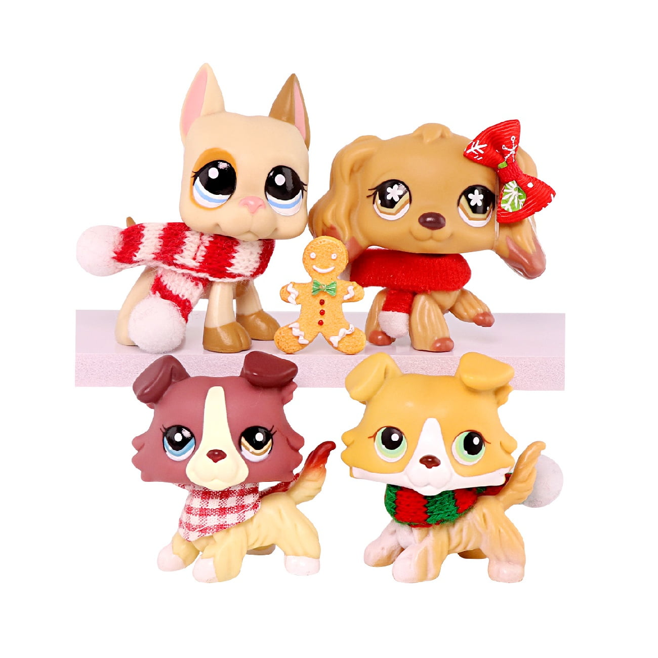 4pcs Mini Pet Figures Toys Set,Collie Cocker Spaniel Great Dane with ...