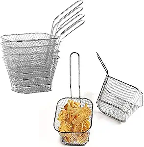 4pcs Mini Square Fry Baskets - 4.1x3.3x2.6 inch - Stainless Steel Fryer ...