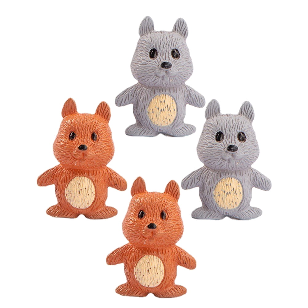 4pcs Mini Squirrel Figurines Mini Squirrel Decoration Cute Mini ...