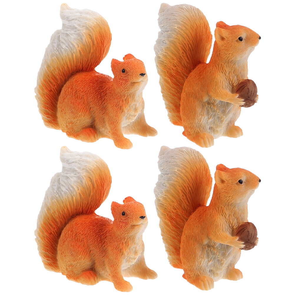 4pcs Mini Squirrel Figurines Miniature Resin Animal Figurine Micro ...