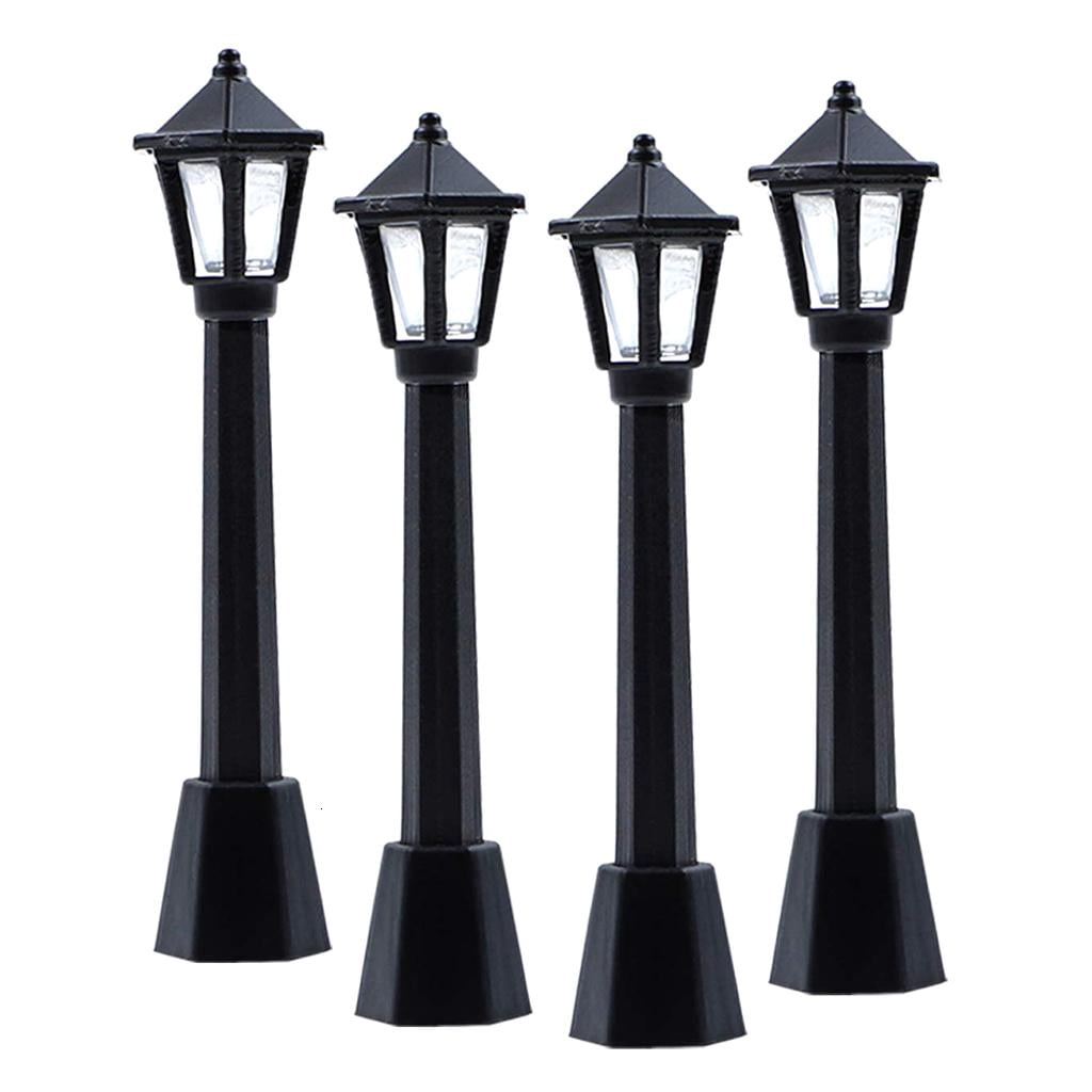 4pcs Street Post Lights Model Railway Train Lamp Post Lights Miniature ...
