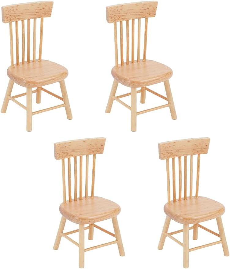 4pcs Miniature Chairs 1/12 Dollhouse Chair Scale Furniture Chairs Mini ...