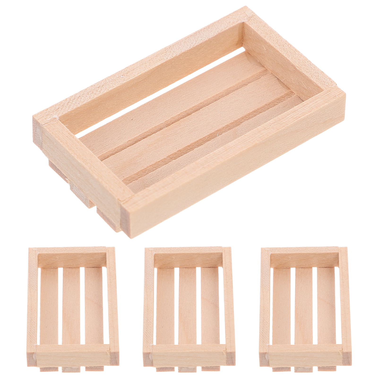 4pcs Miniature Wooden Storage Crates Small Wooden Crates for Crafts ...