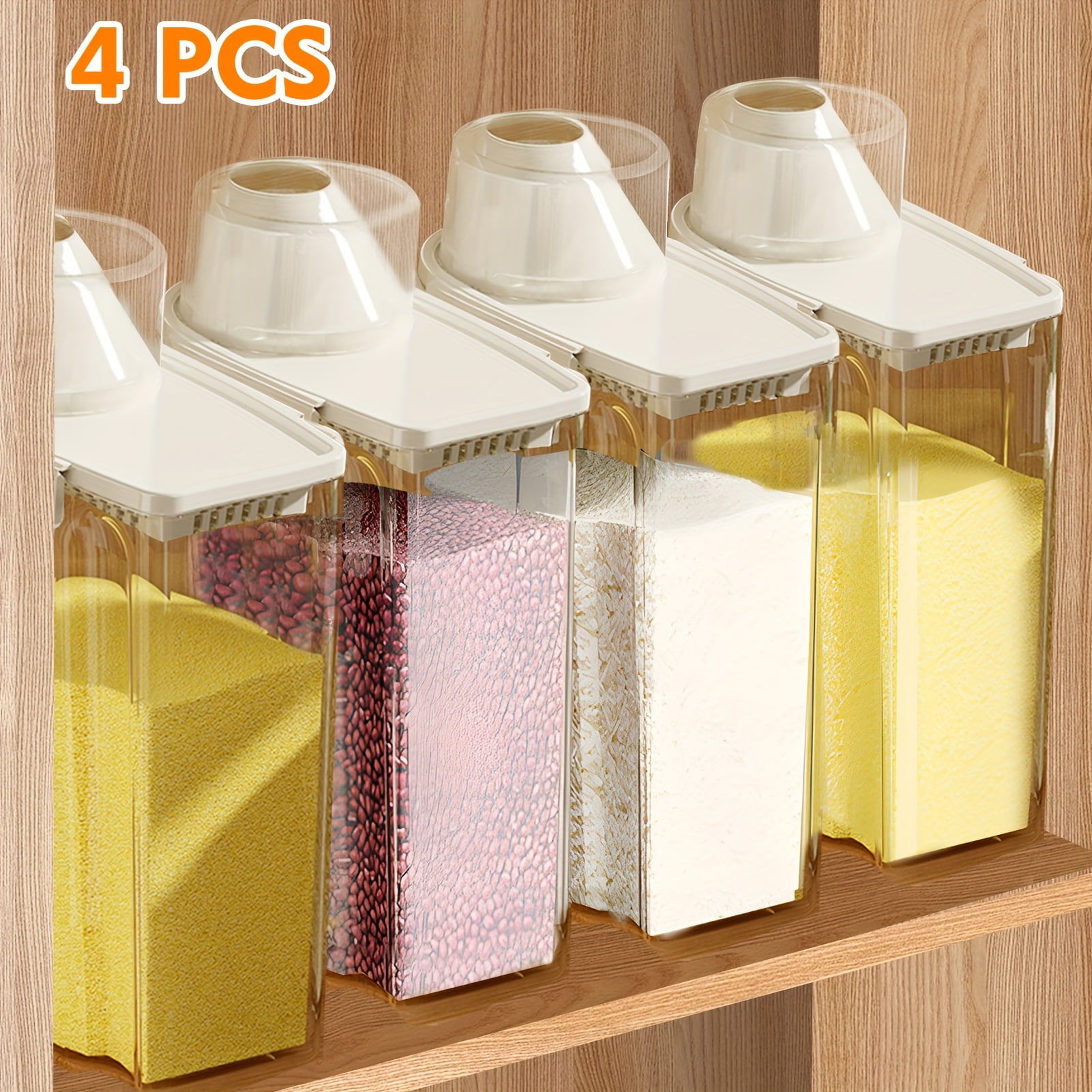 4pcs Moisture-proof Sealed Rice Bucket with Lids, Portable Leak-proof ...