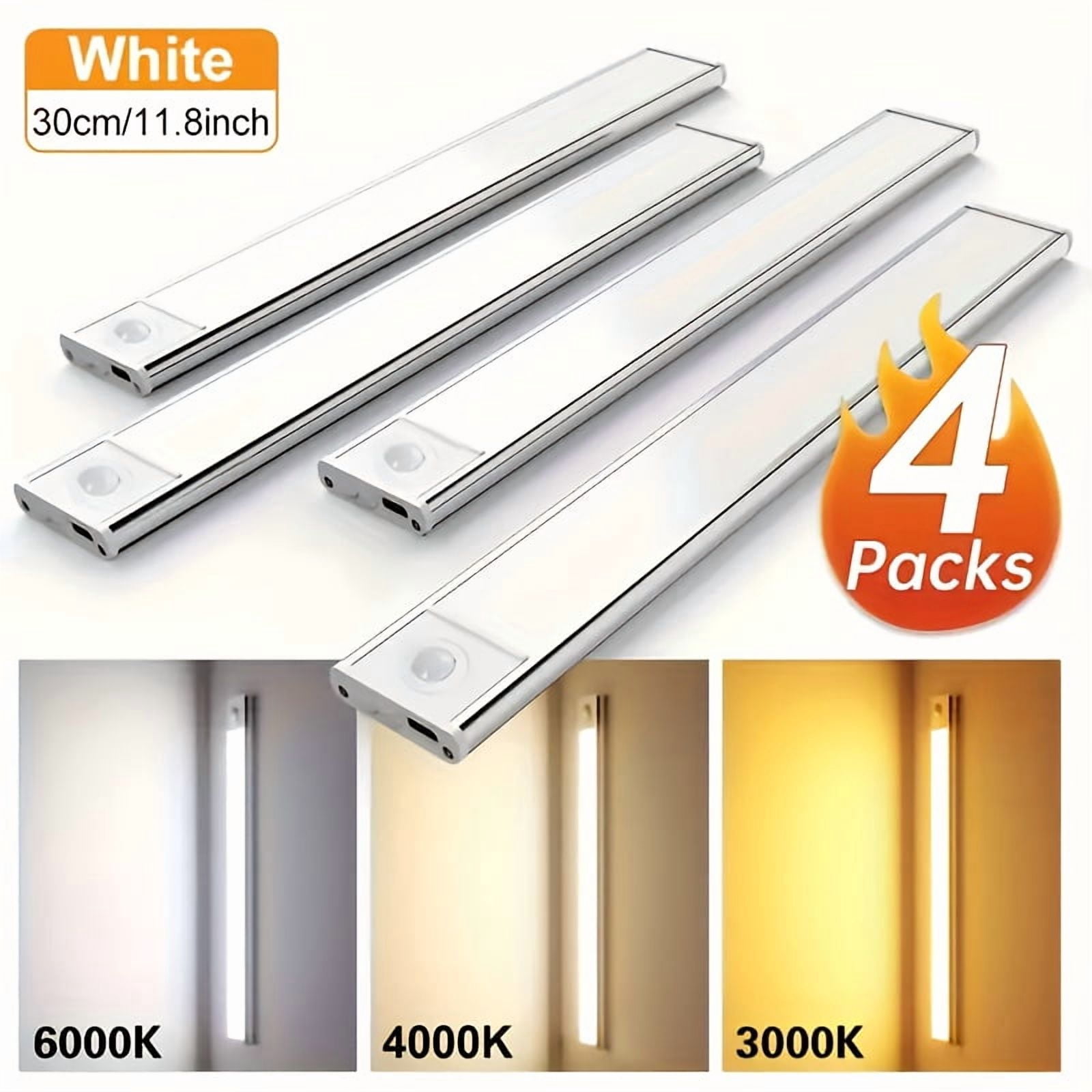 4pcs Motion Sensor Under Cabinet Lights with 3 Color Temperatures ...
