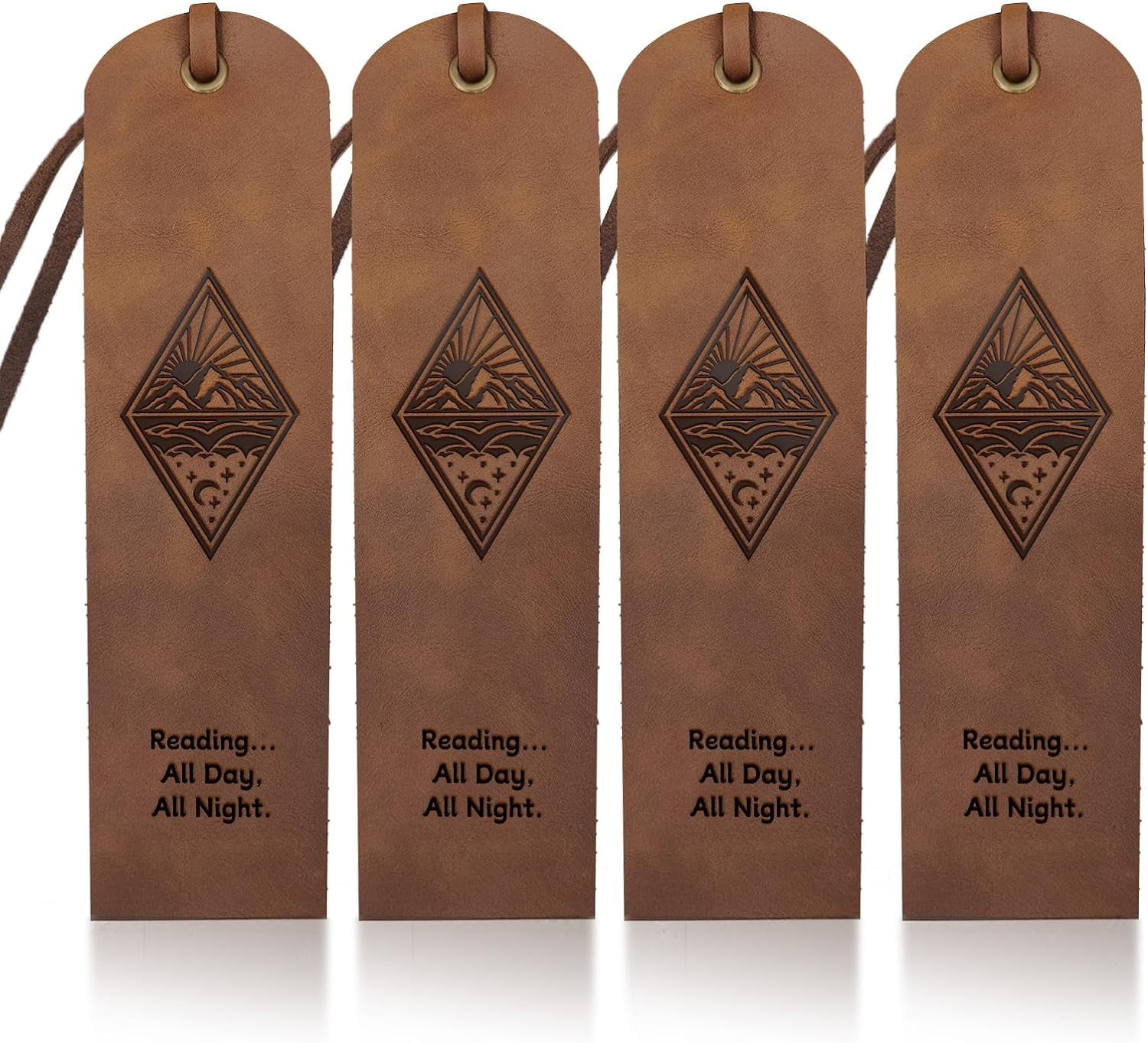 4pcs Mountain Ocean Leather Bookmarks 2×7inch Vintage Sun and Moon ...