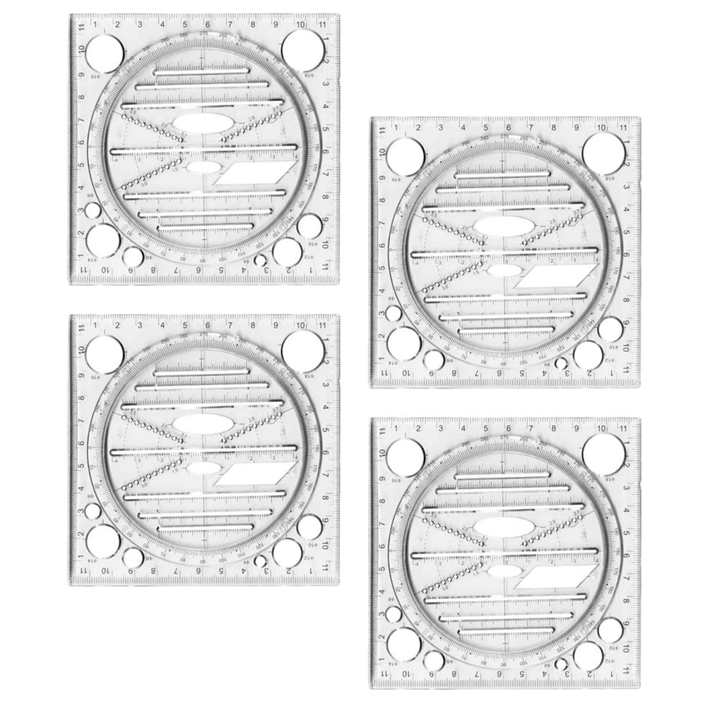 4pcs Multifunctional Geometric Rulers Rotatable Rulers Templates ...