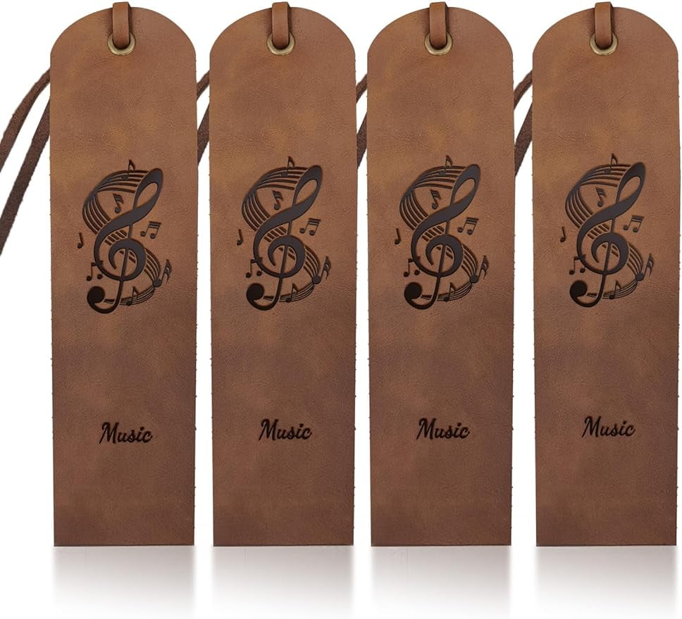 4pcs Musical Notes Music Leather Bookmarks 2×7inch Cowhide Vintage ...