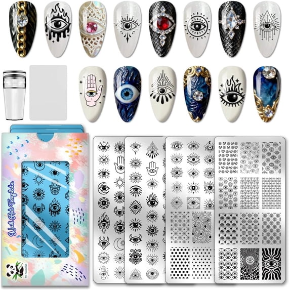 4pcs Nail Stamping Plate Nails Arts Stencils Mystical Nail Stamper ...