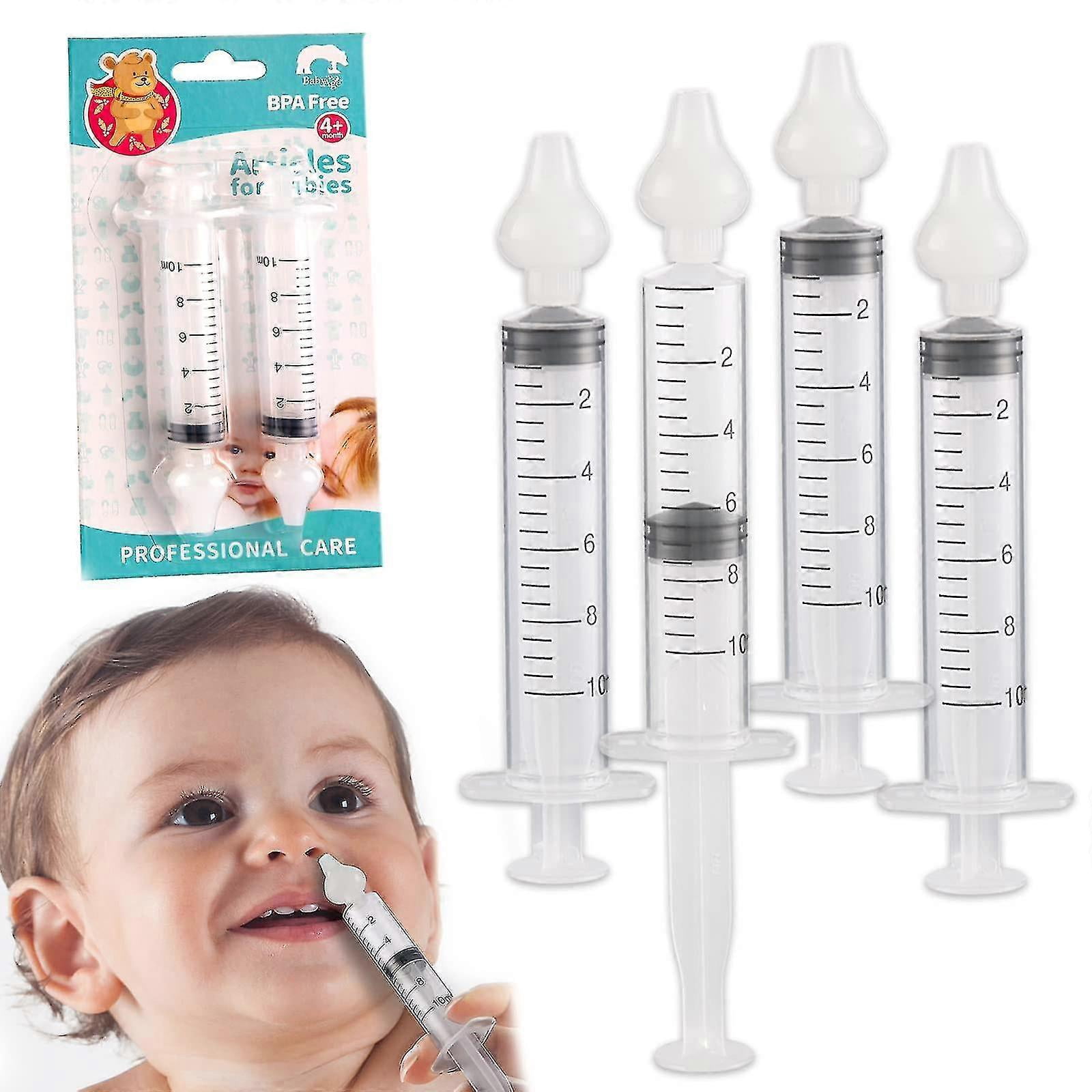 4pcs Nasal Syringe For Baby, Silicone Baby Nasal Aspirator Qucik ...